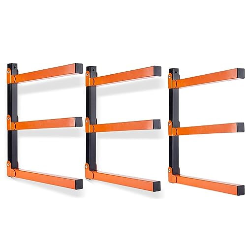 3 Pack Metal Lumber Storage Rack, Heavy Duty Steel, Wall Mounted, 3 ...