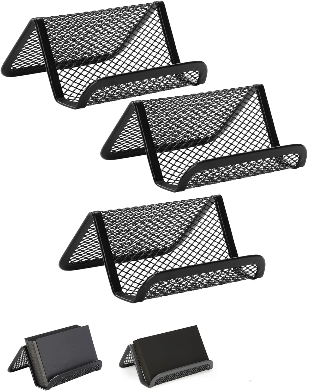 3 Pack Metal Mesh Card Holder for Desk Business Cards, Desk Card Holder ...