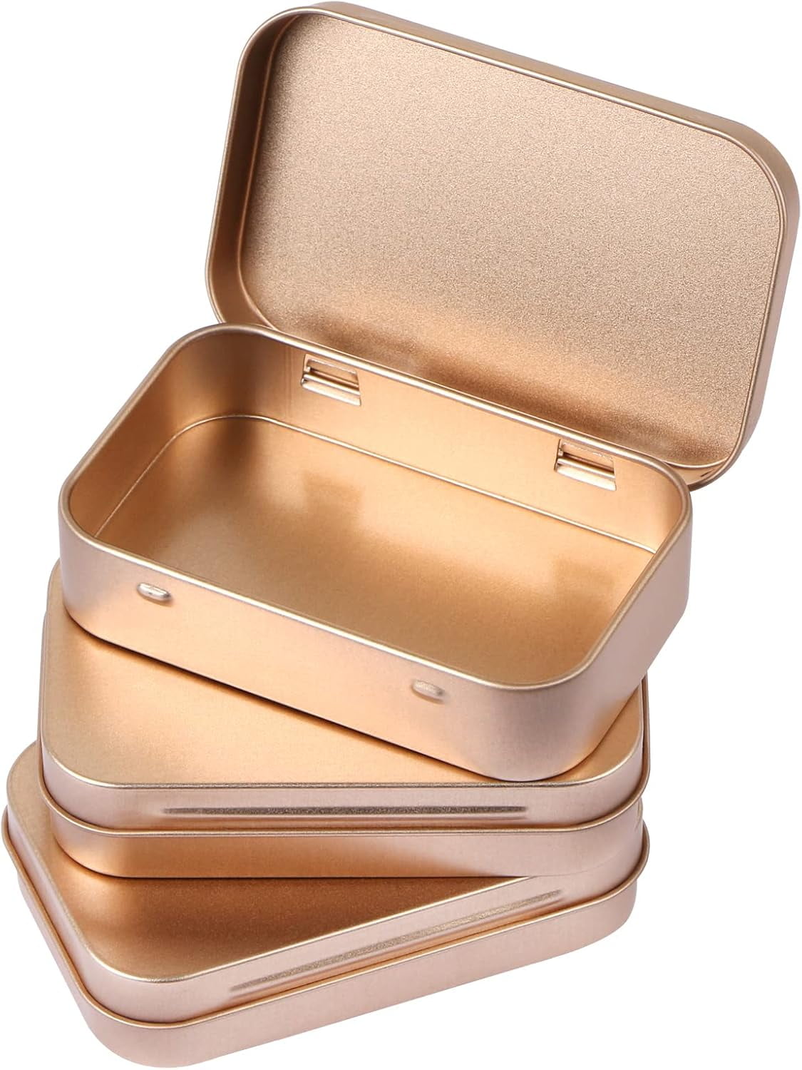 3 Pack Metal Rectangular Hinged Tins Box with Lid Mini Portable Box ...