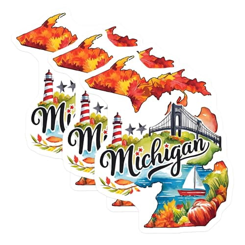 (3 Pack) Michigan Decals - Watercolor State - Michigan Laptop Decals- 3 ...