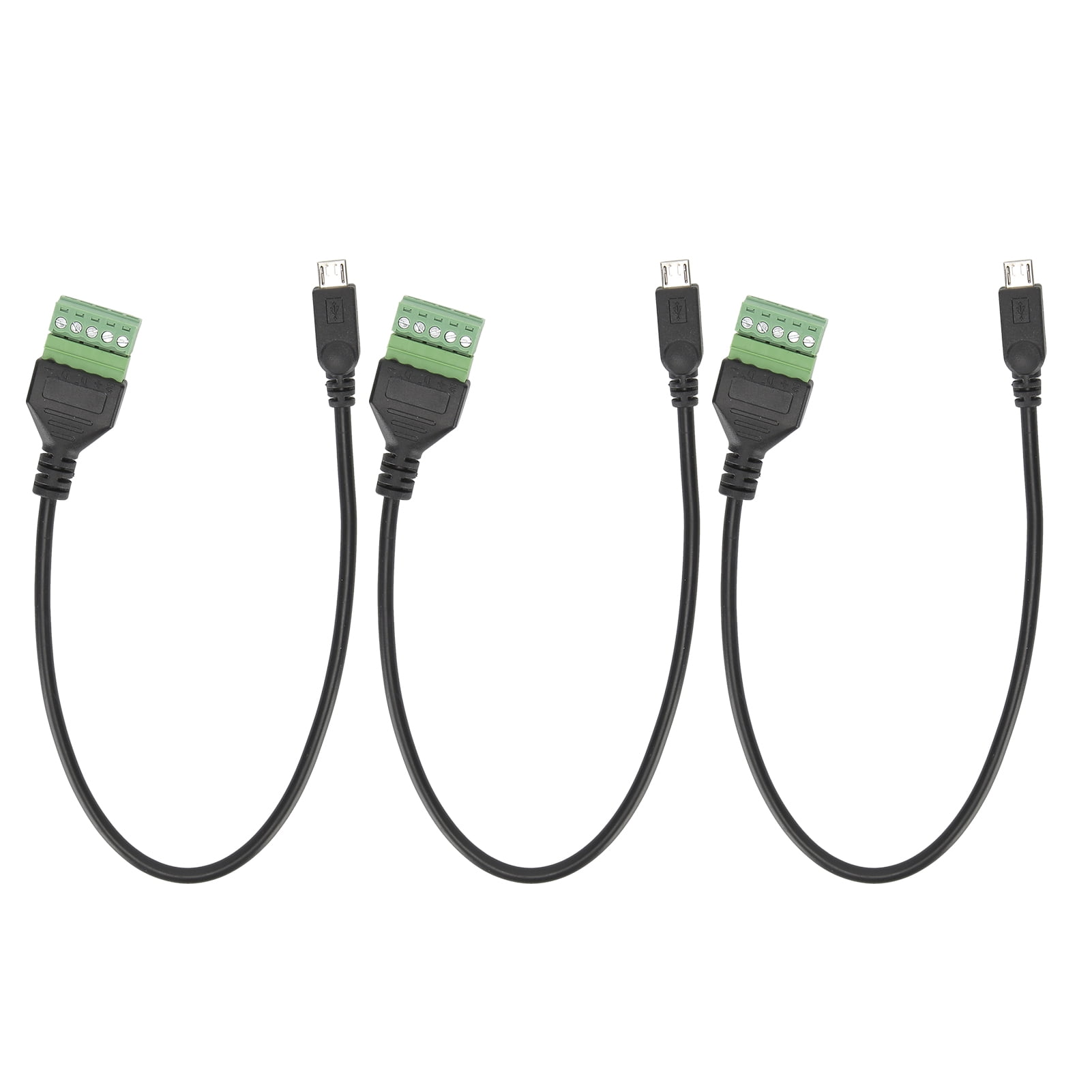 3-Pack Micro USB 5-Pin Male to 5-Pin Screw with Shield Solderless ...
