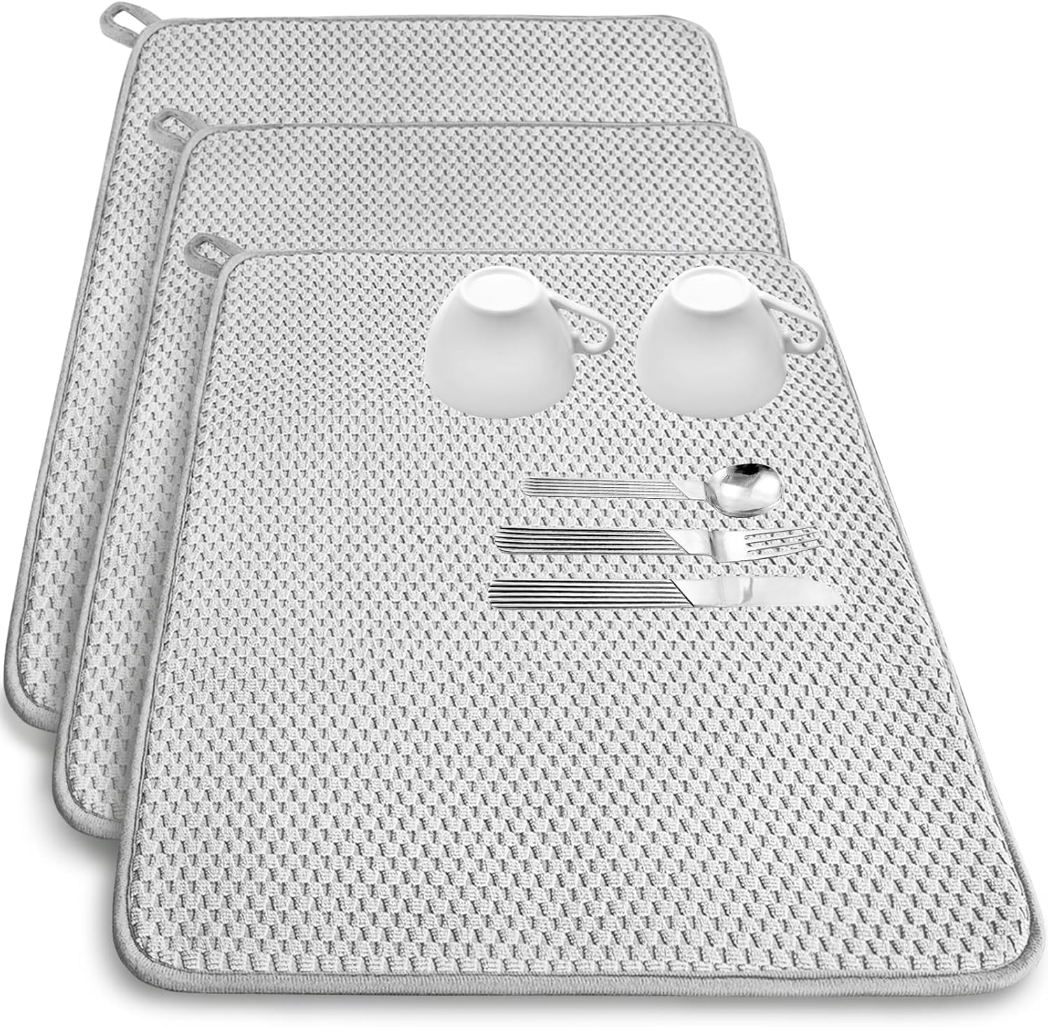 3 Pack Microfiber Dish Drying Mat, 24x17" Highly Absorbent Large ...