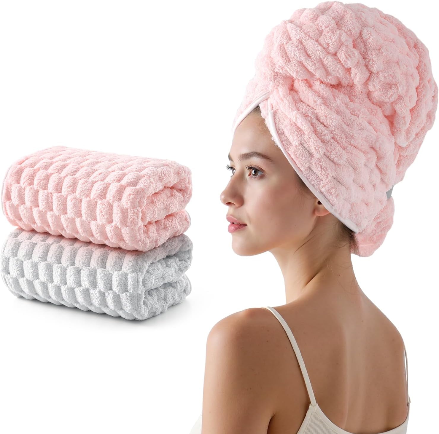 3 Pack Microfiber Hair Towels - Extra Large Hair Towel Wrap for Women ...