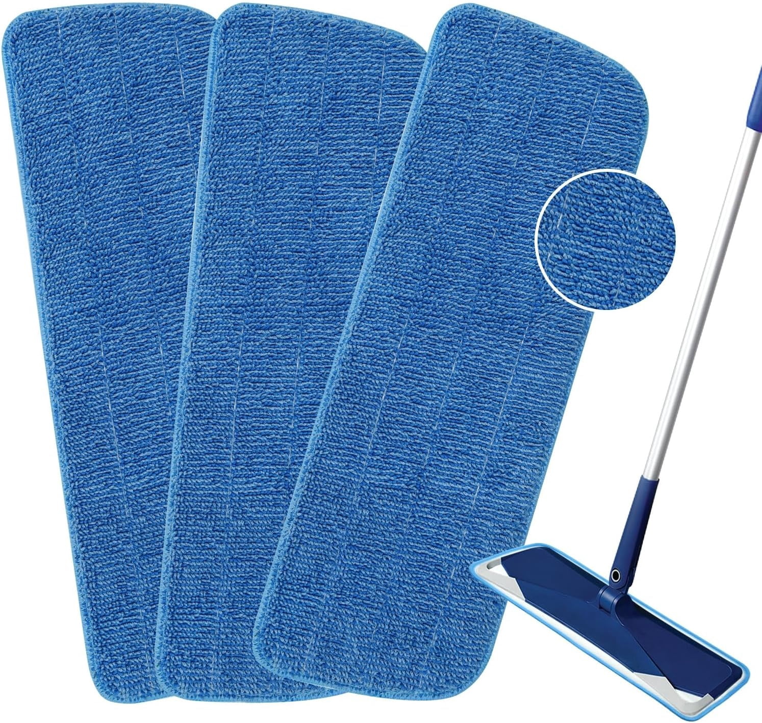 3 Pack Microfiber Mop Pads Replacement /Dry Mop Floor Cleaning Reusable ...