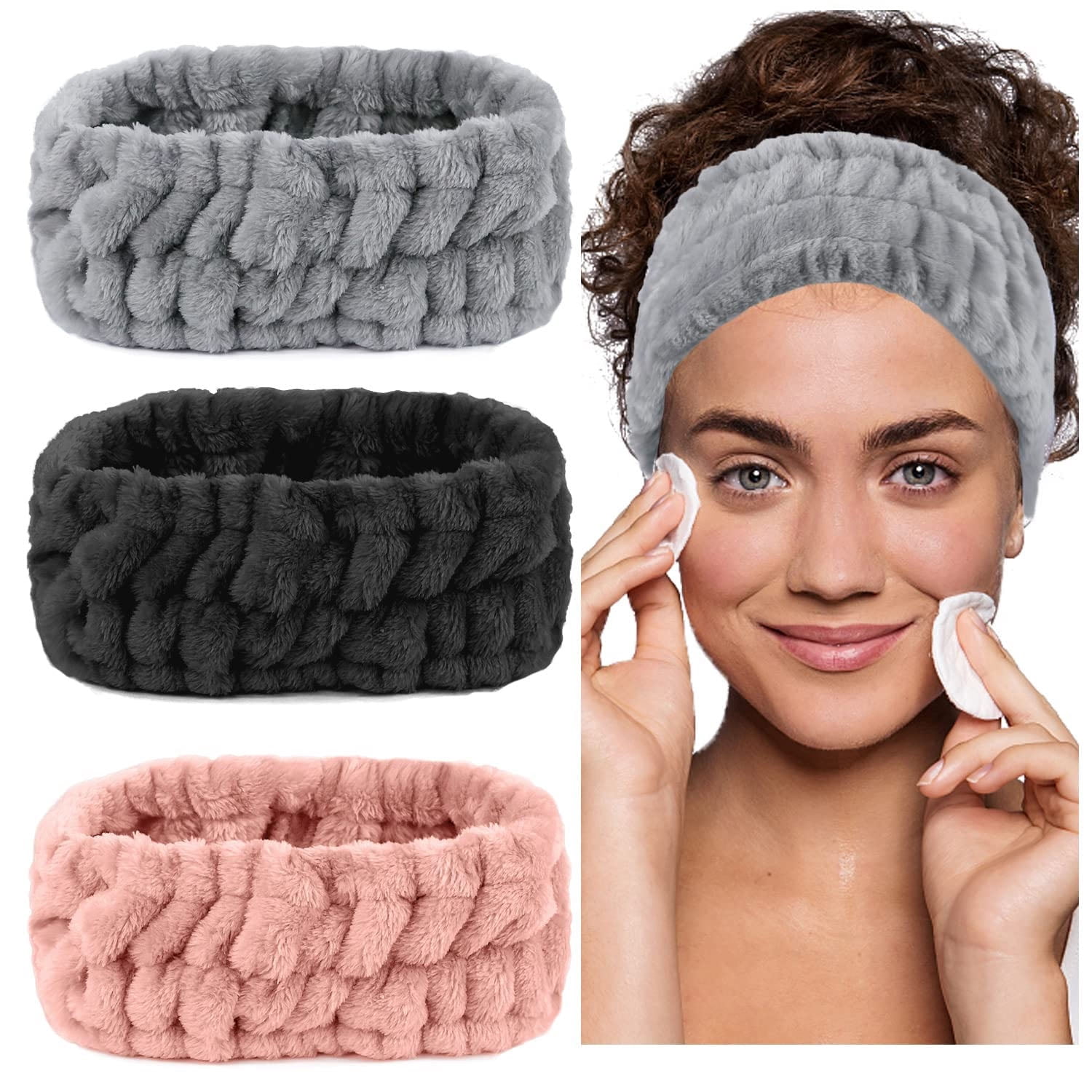 3 Pack Microfiber Towel Headbands for Washing Face, Soft Facial Makeup ...