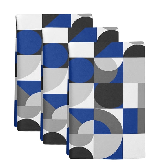 3 Pack Mid Century Kitchen Towels Navy Blue Grey Abstract Retro ...