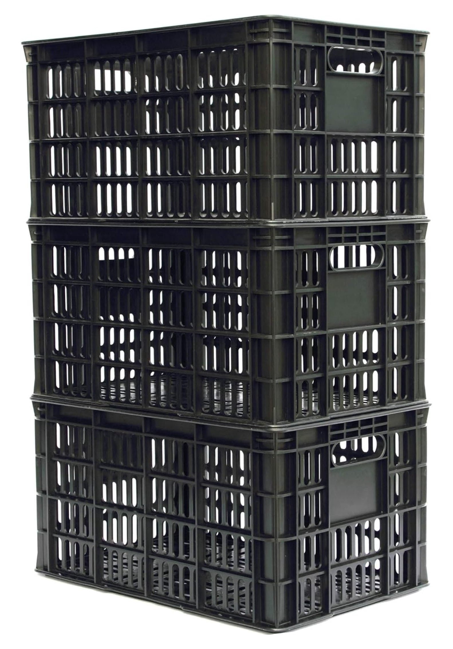 3 Pack Milk Crate 29 Quart 7 Gallon Heavy Duty Plastic Stackable ...