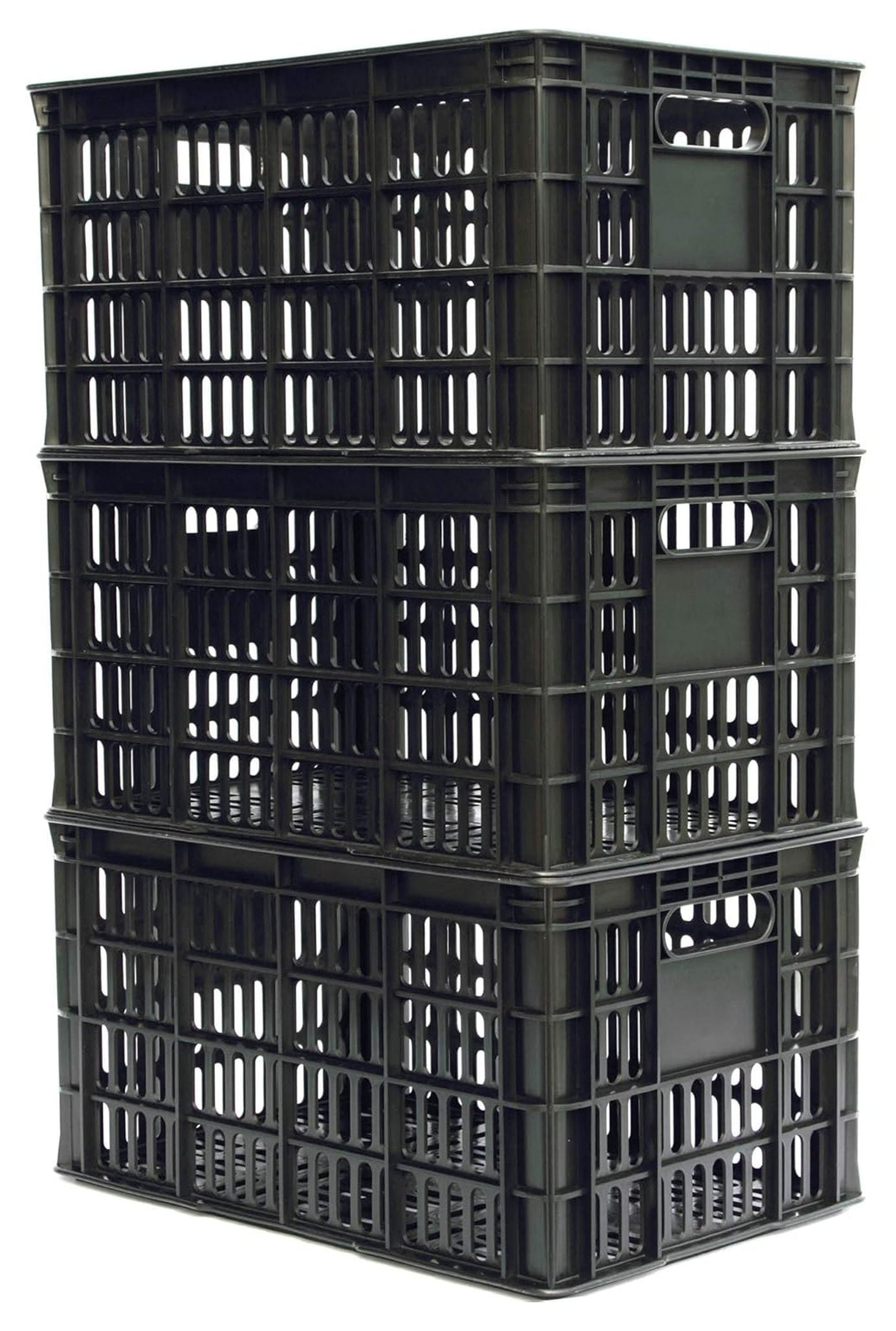 3 Pack Milk Crate 29 Quart 7 Gallon Heavy Duty Plastic Stackable ...