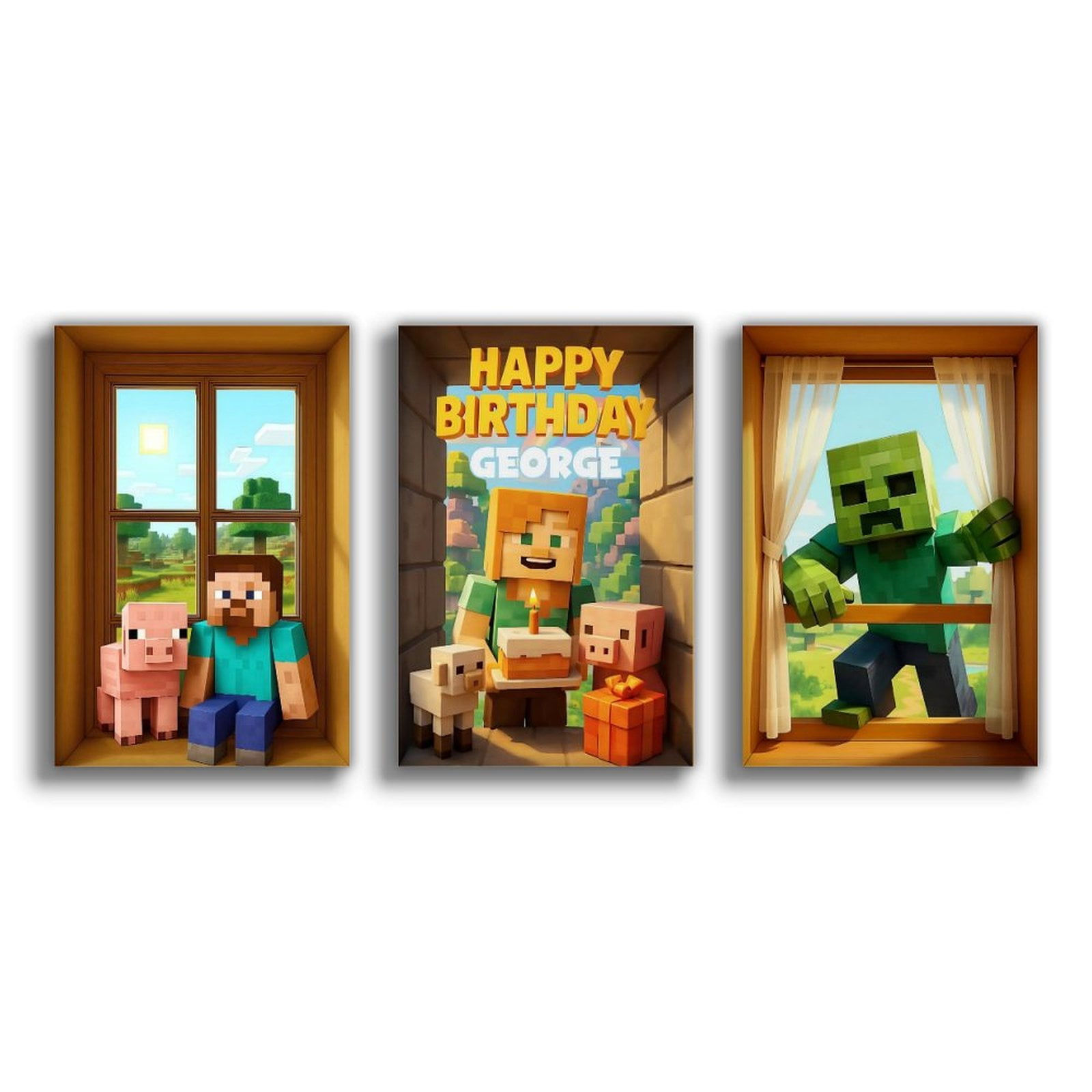 3-Pack Minecraft Kids Posters Set - Magic Window Fantasy Design ...