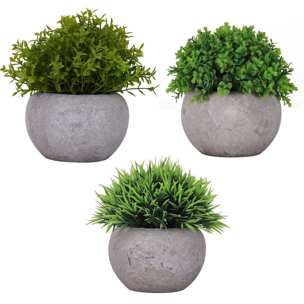 3-Pack Mini Artificial Potted Plants Set – Realistic Fake Greenery for ...