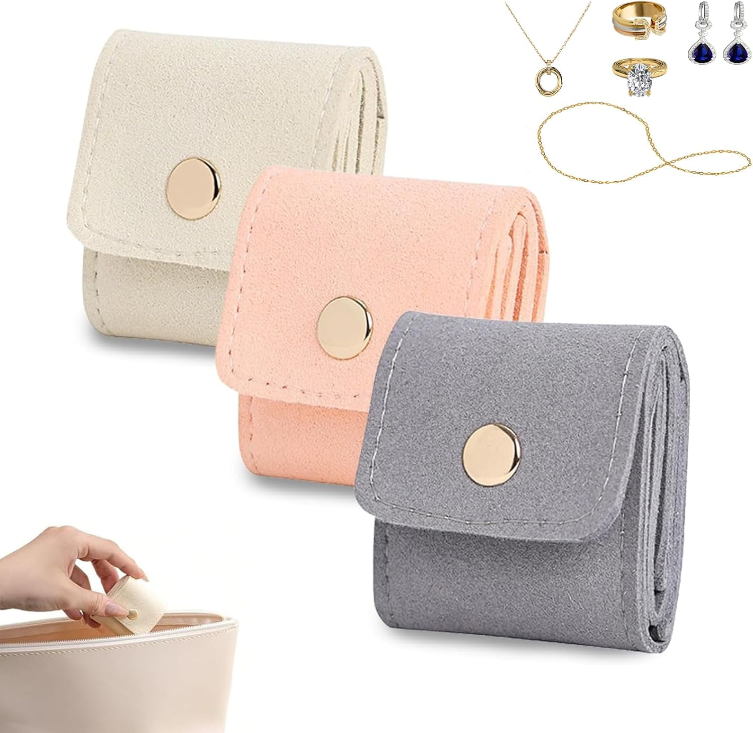 3-Pack Mini Jewelry Travel Pouch, Mini Foldable Travel Jewelry Bag ...