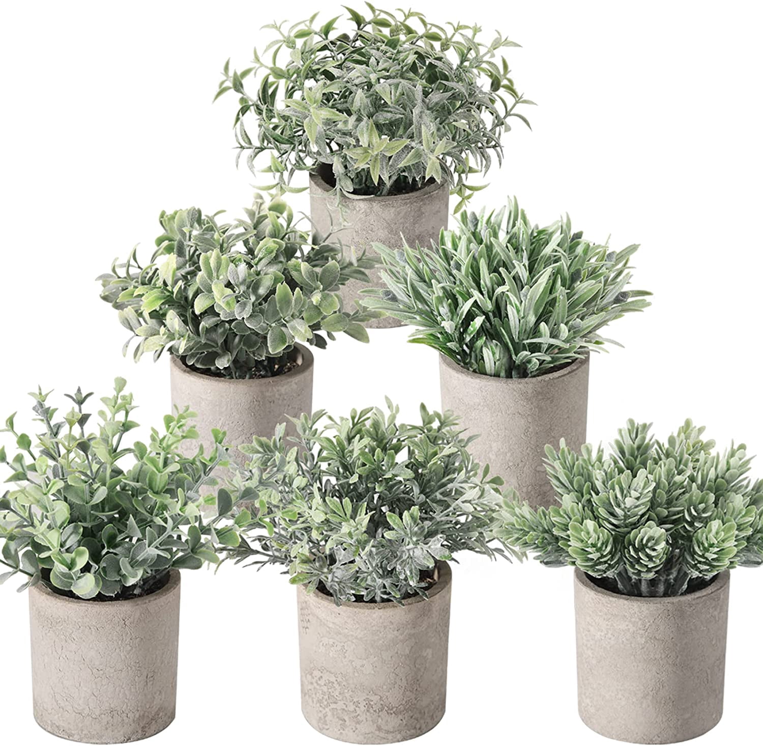 3 Pack Mini Potted Fake Plants Artificial Plastic Eucalyptus Plants for ...