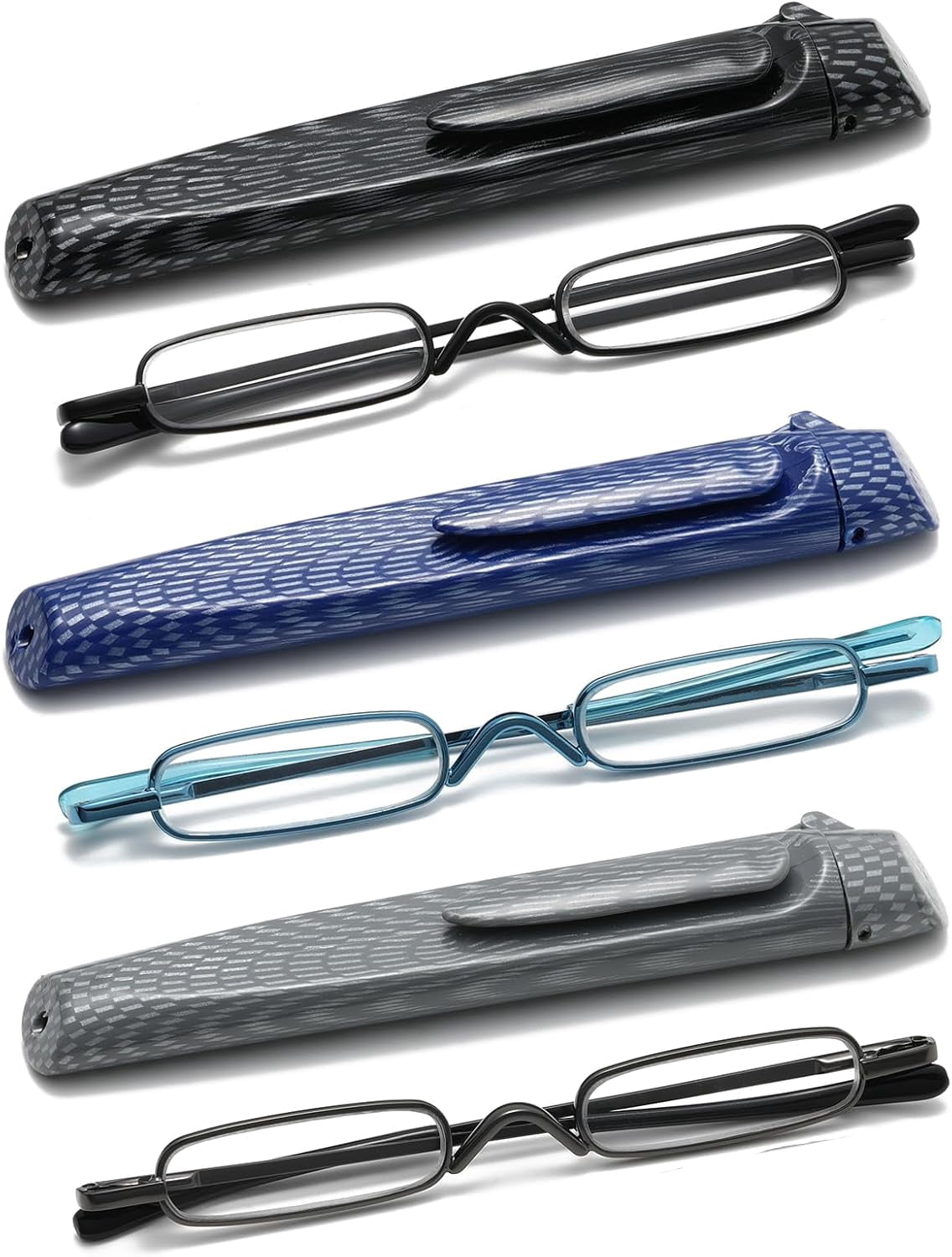 3 Pack Mini Slim Pen Reading Glasses - Compact Readers with Pen Clip ...