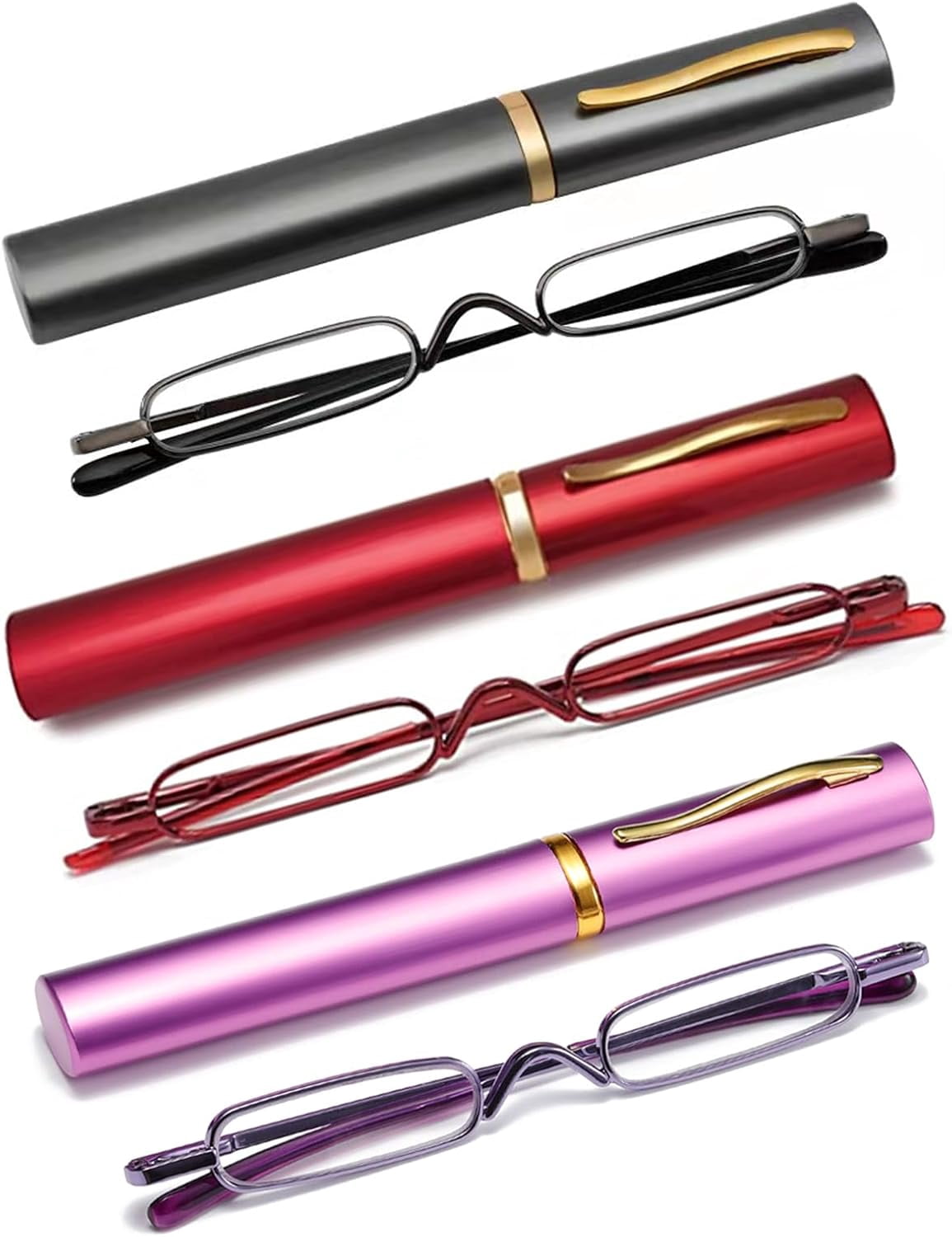 3 Pack Mini Slim Pen Reading Glasses - Compact Readers with Pen Clip ...