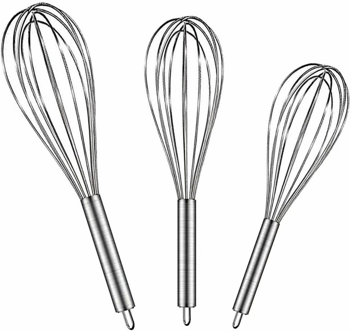 (3 Pack) Mini Stainless Steel Whisk Set 8*10*12",Whisk Set of 3 Whisk ...