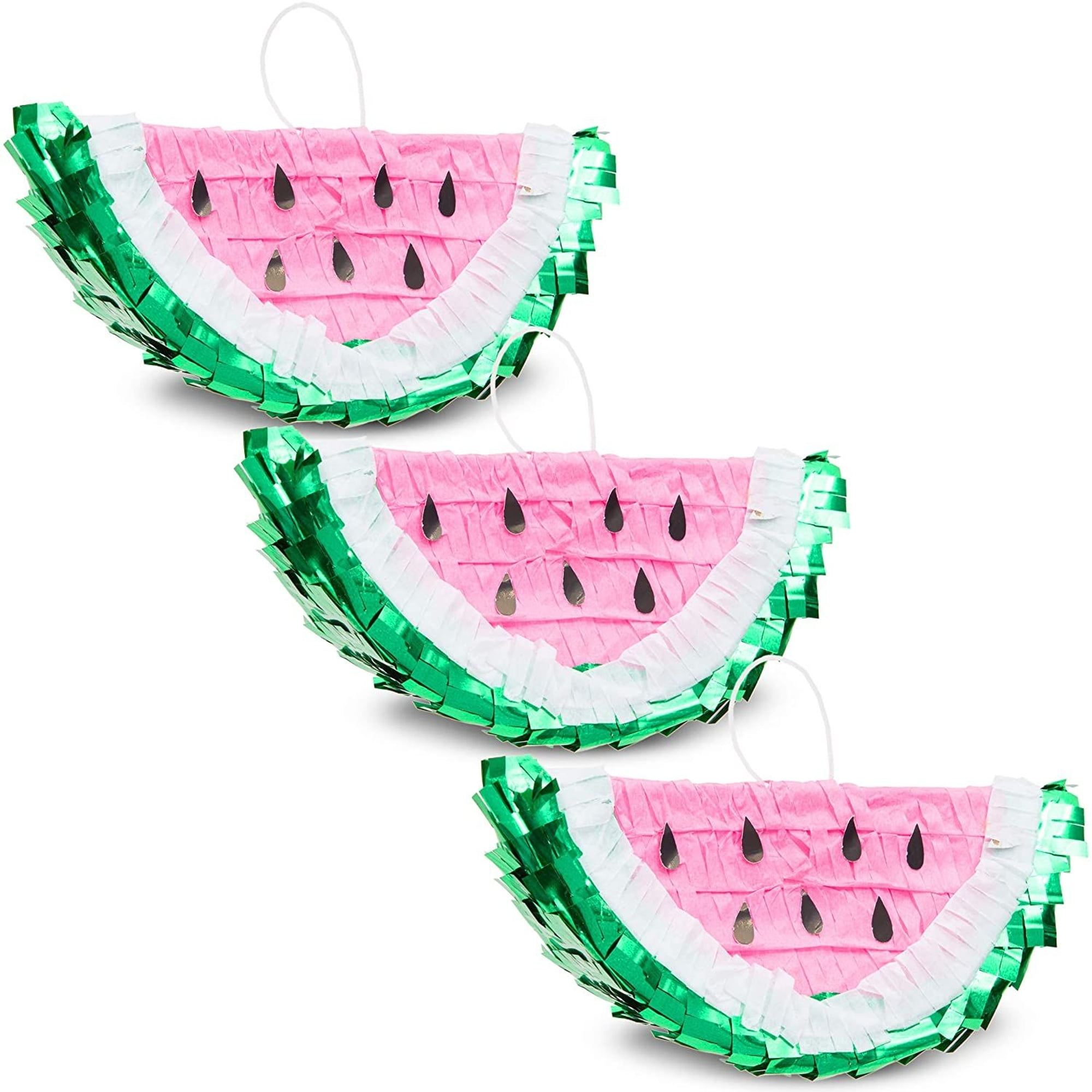 3-Pack Mini Watermelon Slice Pinatas for Birthday Decorations Summer ...