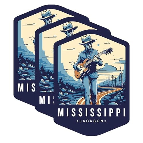 (3 Pack) Mississippi Decals - Blues Guitarist - Jackson Decal - 3 ...