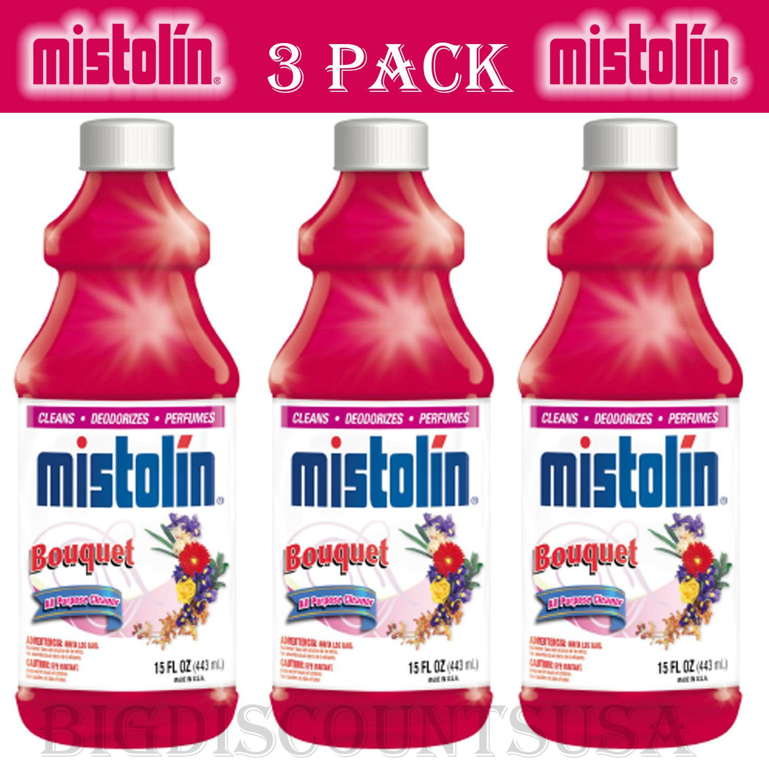 3 Pack Mistolin General All Purpose Cleaning Solution Kit Bouquet Scent ...
