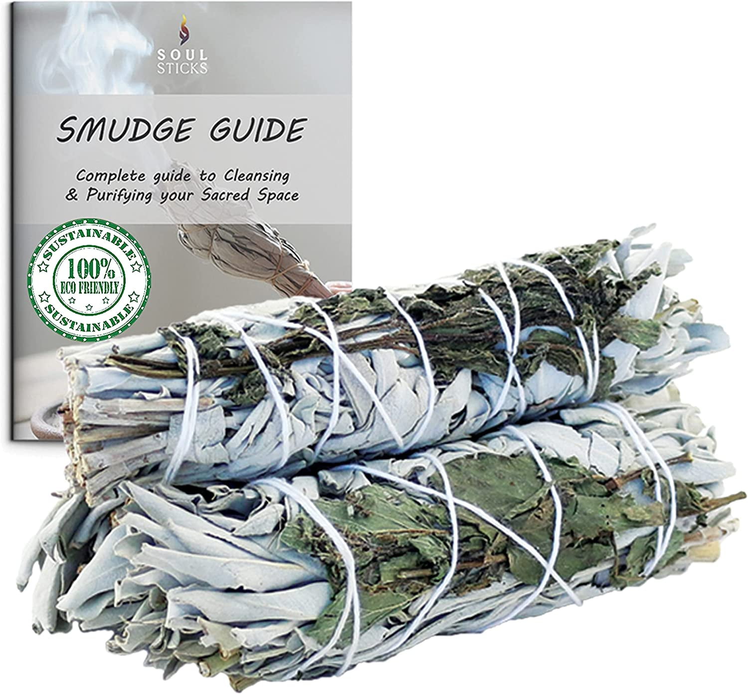 3 Pack Mixed White Sage and Peppermint Leaves Smudge Sticks | Grown in ...