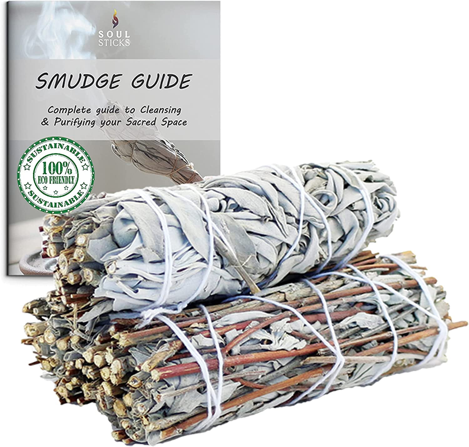 3 Pack Mixed White Sage and Royal Sage Smudge Sticks | Grown in California Smudge Bundles with ...