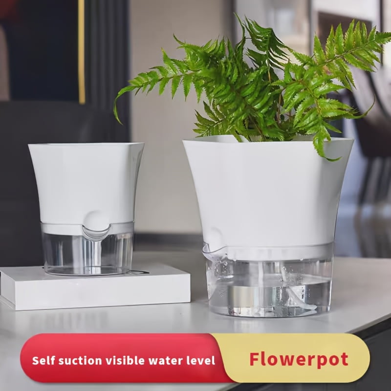 3-Pack Modern Self-Watering Plastic Flower Pots with Rope, Irregular ...