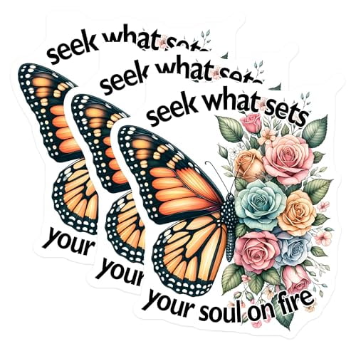 (3 Pack) Monarch Butterfly Decals - Floral Art - Motivational Laptop ...