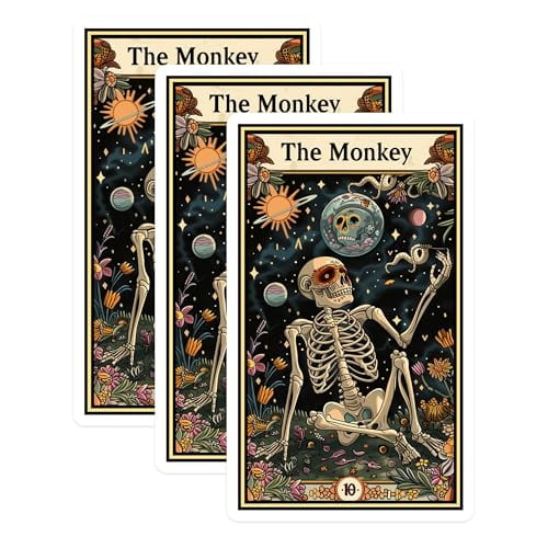 (3 Pack) Monkey Tarot Card Decals - Skeletal Artwork - Astrology Laptop ...