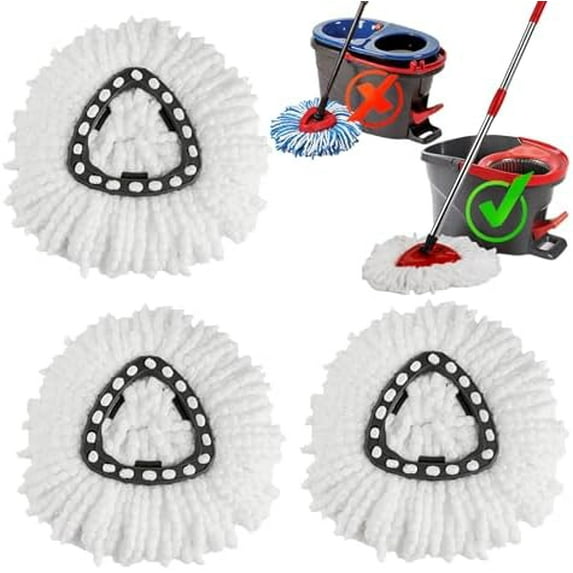 3 Pack Mop Heads Replacements, Spin Mop Replacement Heads Compatible O ...