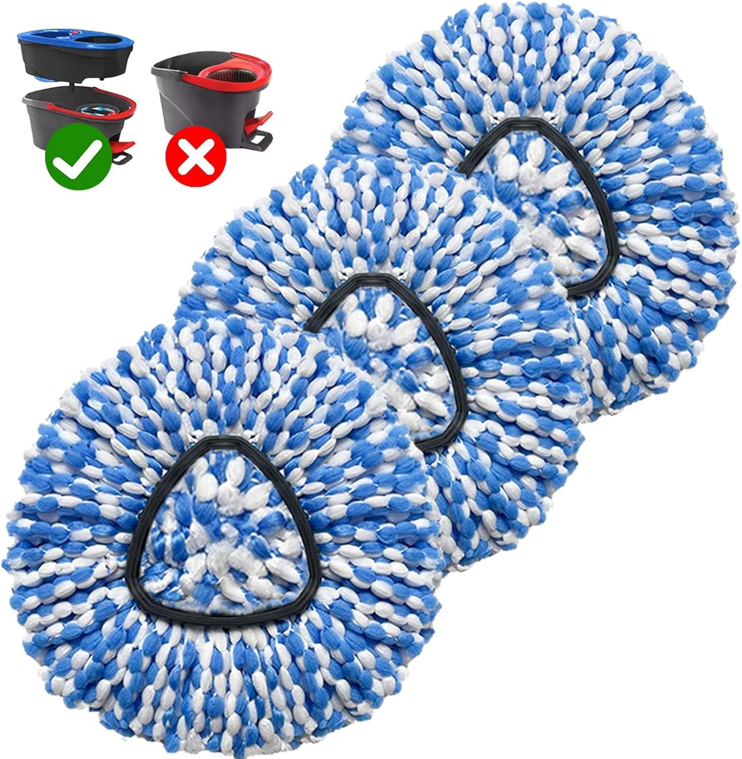 3 Pack Mop Replace Heads Compatible for OCeda, Spin Mop Refill Head ...