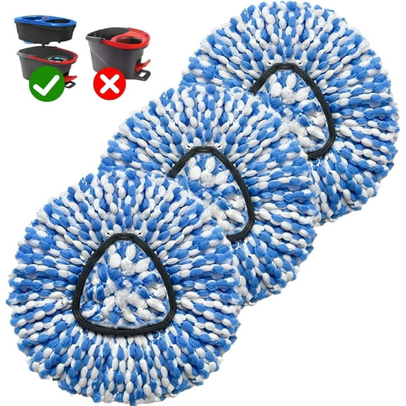 3 Pack Mop Replace Heads Compatible for OCeda, Spin Mop Refill Head ...