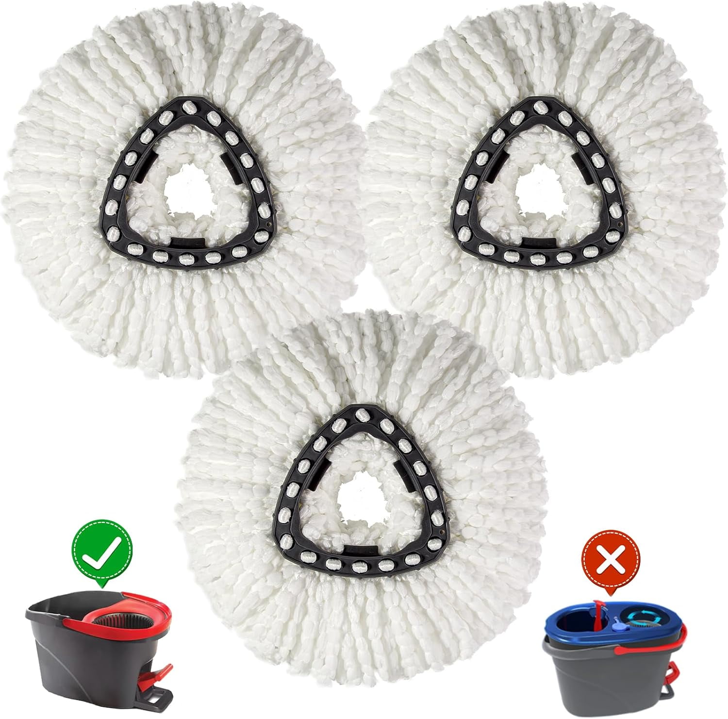 [3 Pack] Mop Replace Heads, Refill Heads Replacements Compatible with O ...