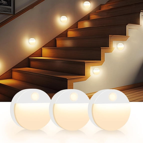 3 Pack Motion Sensor Stair Light for Indoor, Battery Operated Closet ...