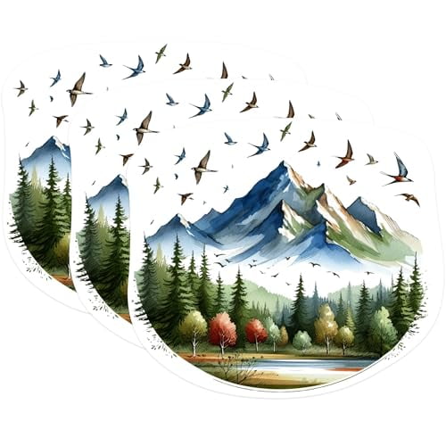 (3 Pack) Mountain Birds Decals - Watercolor Nature Scenery - Laptop ...