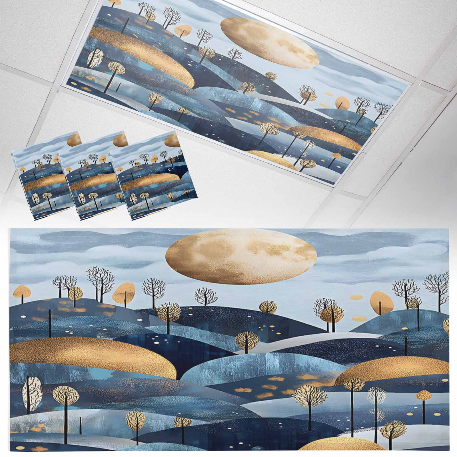 3 Pack Mountains Modern Art Fluorescent Light Covers for Ceiling Lights ...