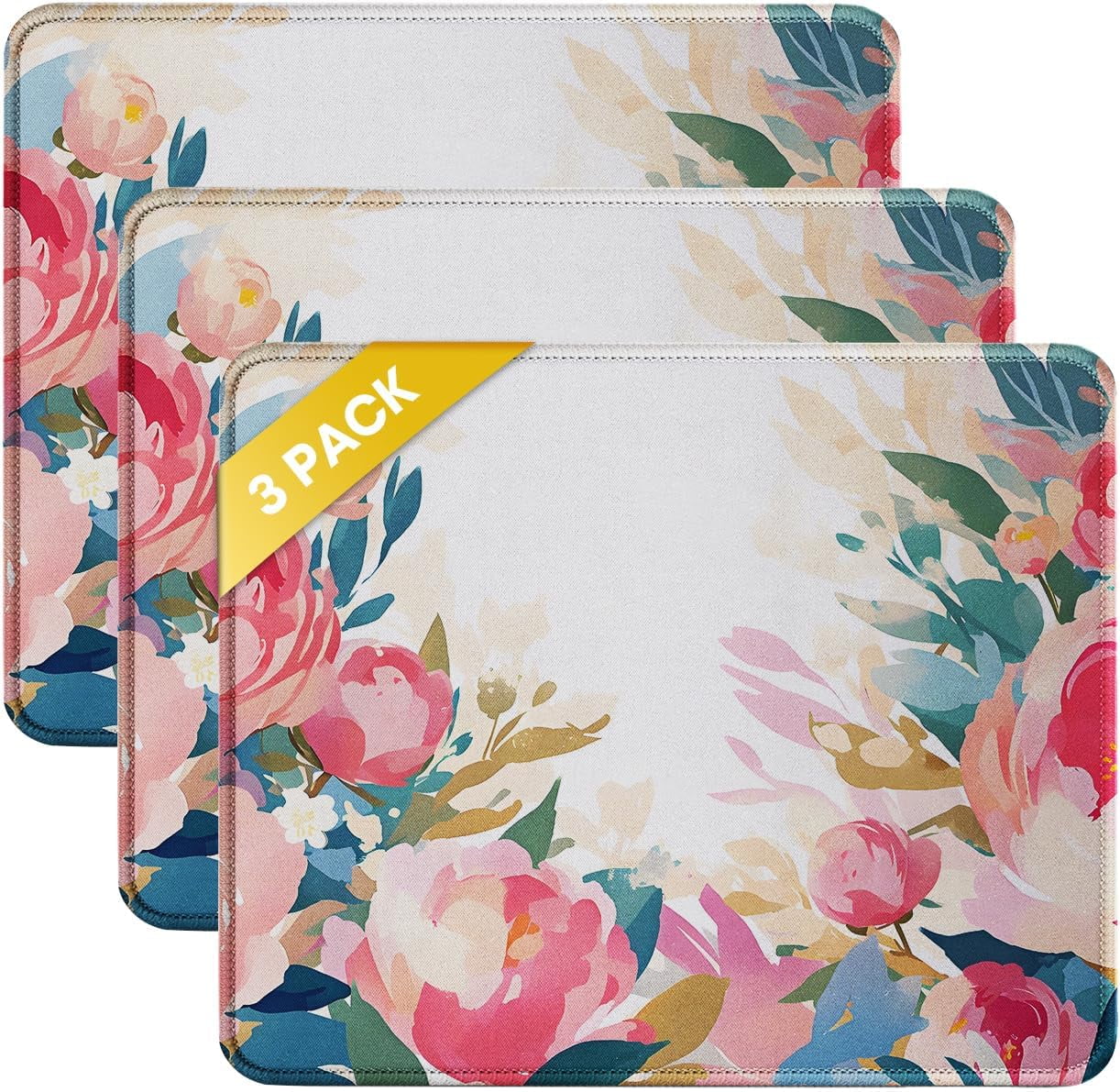 3 Pack Mouse Pad with Stitched Edge, Comfortable Mouse Pads with Non ...