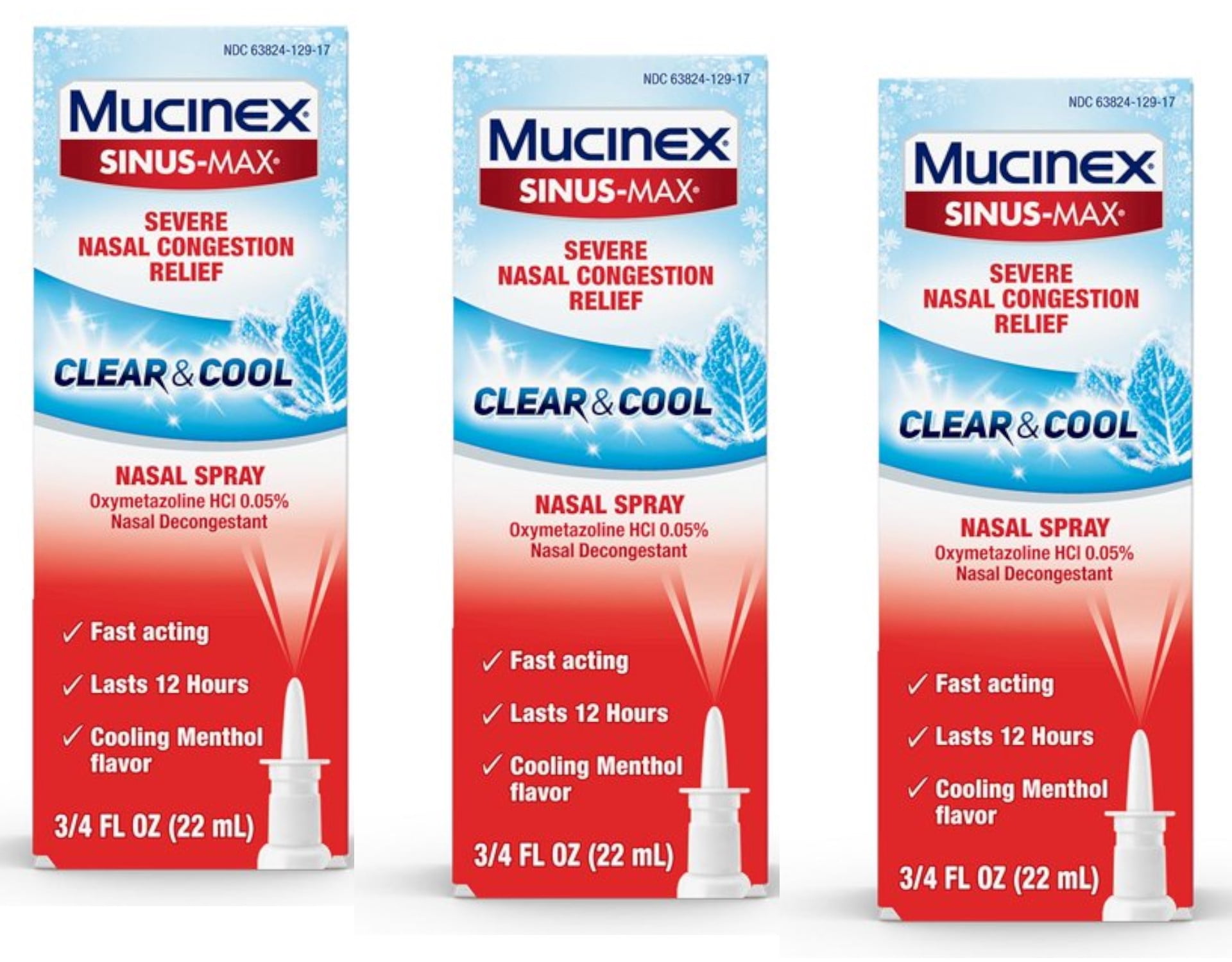 Mucinex Sinus-Max Nasal Spray, Severe Congestion Relief, 0.75 Ounce, 3 ...