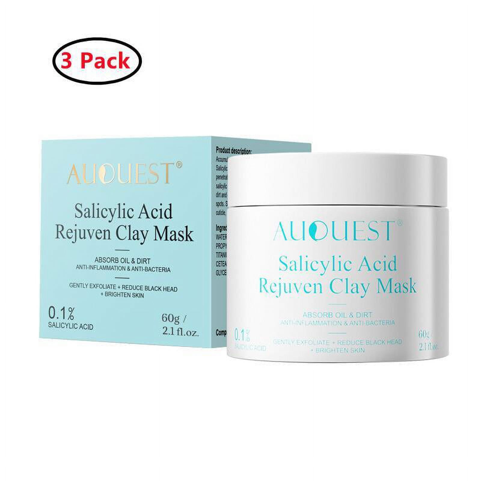 3 Pack Mud Mask for Face with Salicylic Acid - Exfoliating and Facial ...