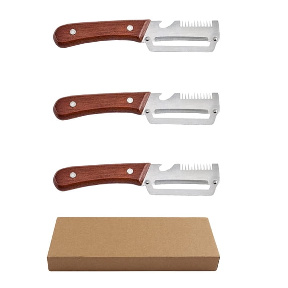 3 Pack Multi-Functional Vegetable Peeler Set, Wooden Handle Fruit and ...