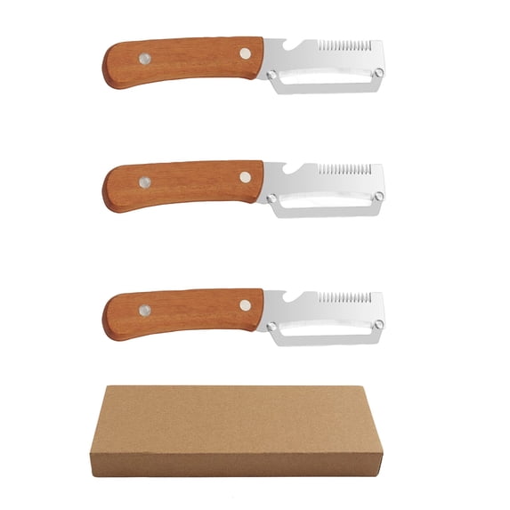 3 Pack Multi-Functional Vegetable Peeler Set, Wooden Handle Fruit and ...