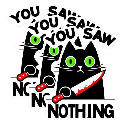 (3 Pack) Murder Cat Decals - Funny Cat - Laptop Decal - 3 Inches On ...