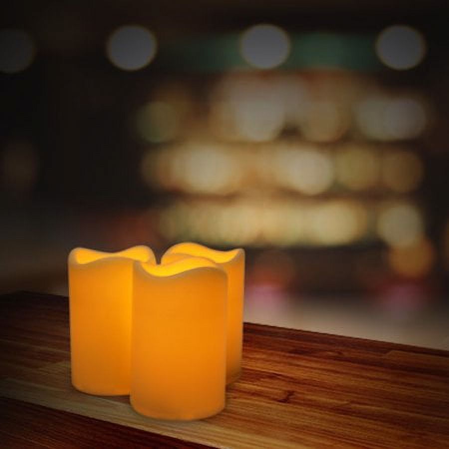 3 Pack NEW Flickering Flameless Resin Pillar LED Candle Lights with 6 ...