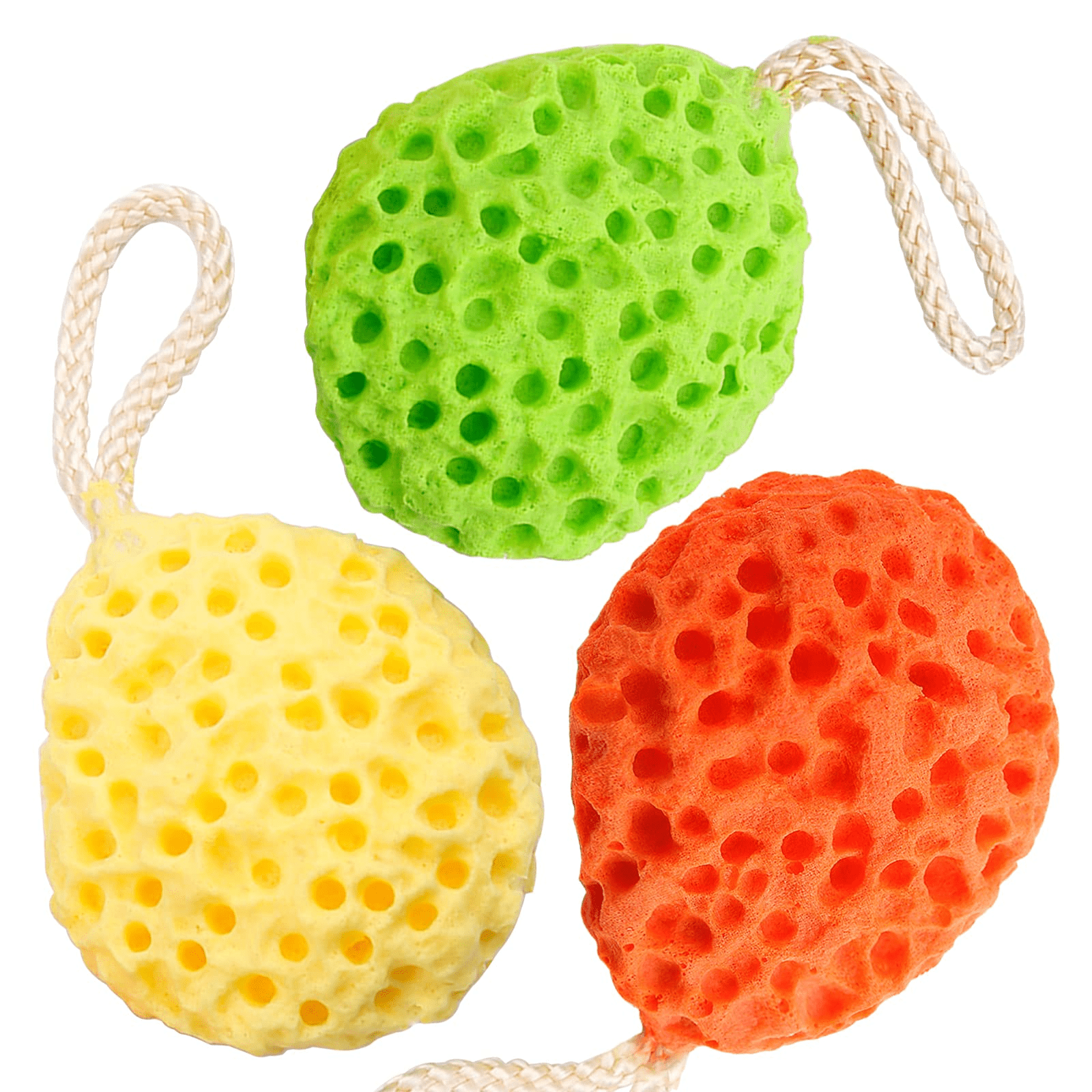 3 Pack Natural Bath Sponges, Loofah Shower Sponge Body Scrubber ...