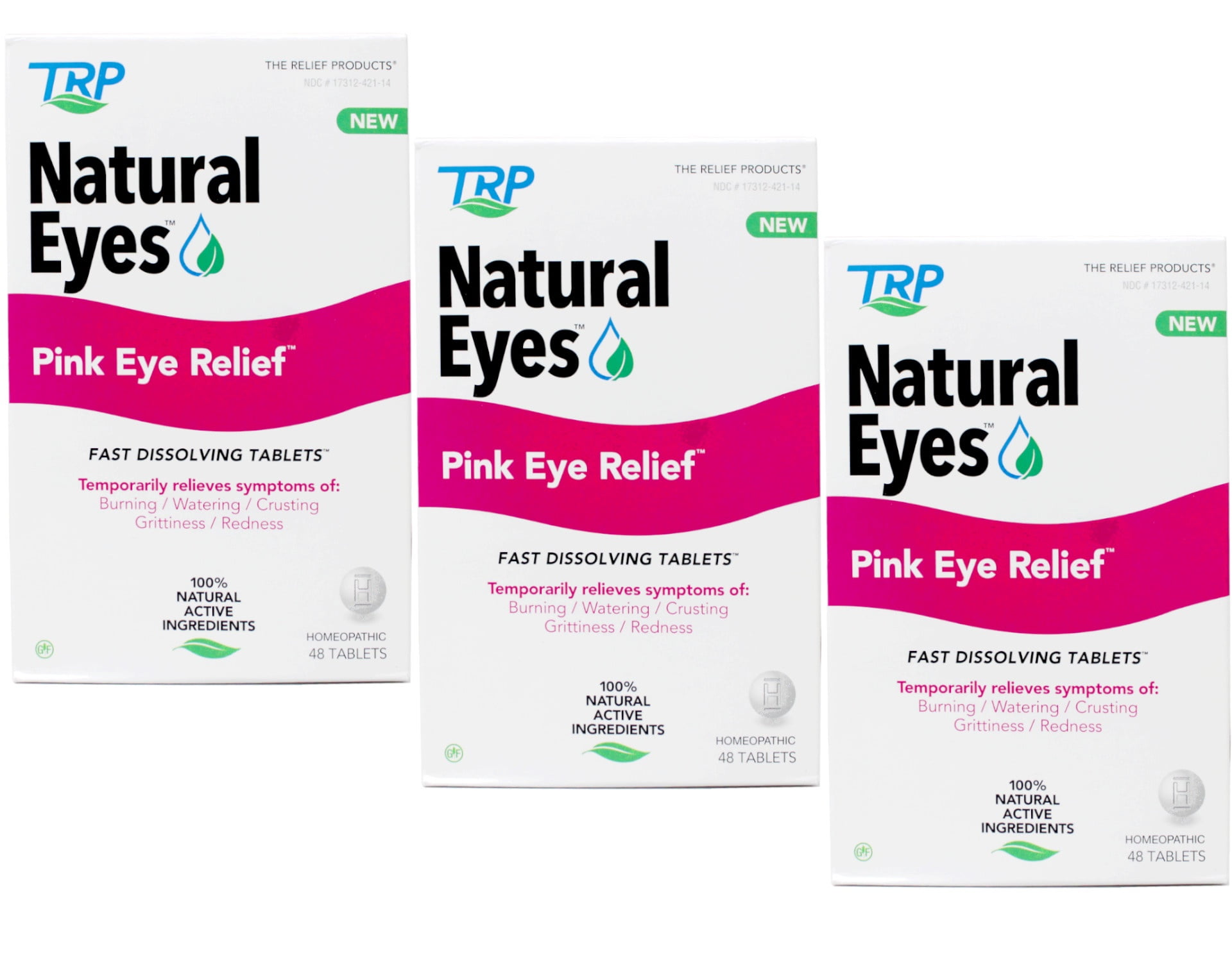 3 Pack - Natural Eyes Pink Eye Relief Fast Dissolving Tablets ...