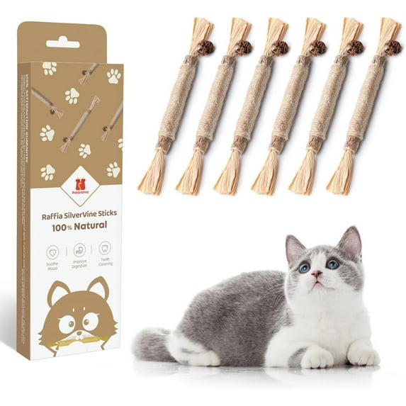 3 Pack Natural Silvervine Sticks Cat Toys, Catmint Silvervine Blend ...