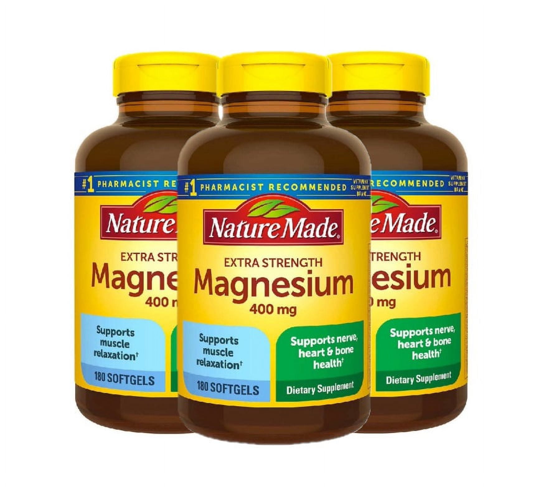 3 Pack | Nature Made Extra Strength Magnesium 400 mg., 180 Softgels ...