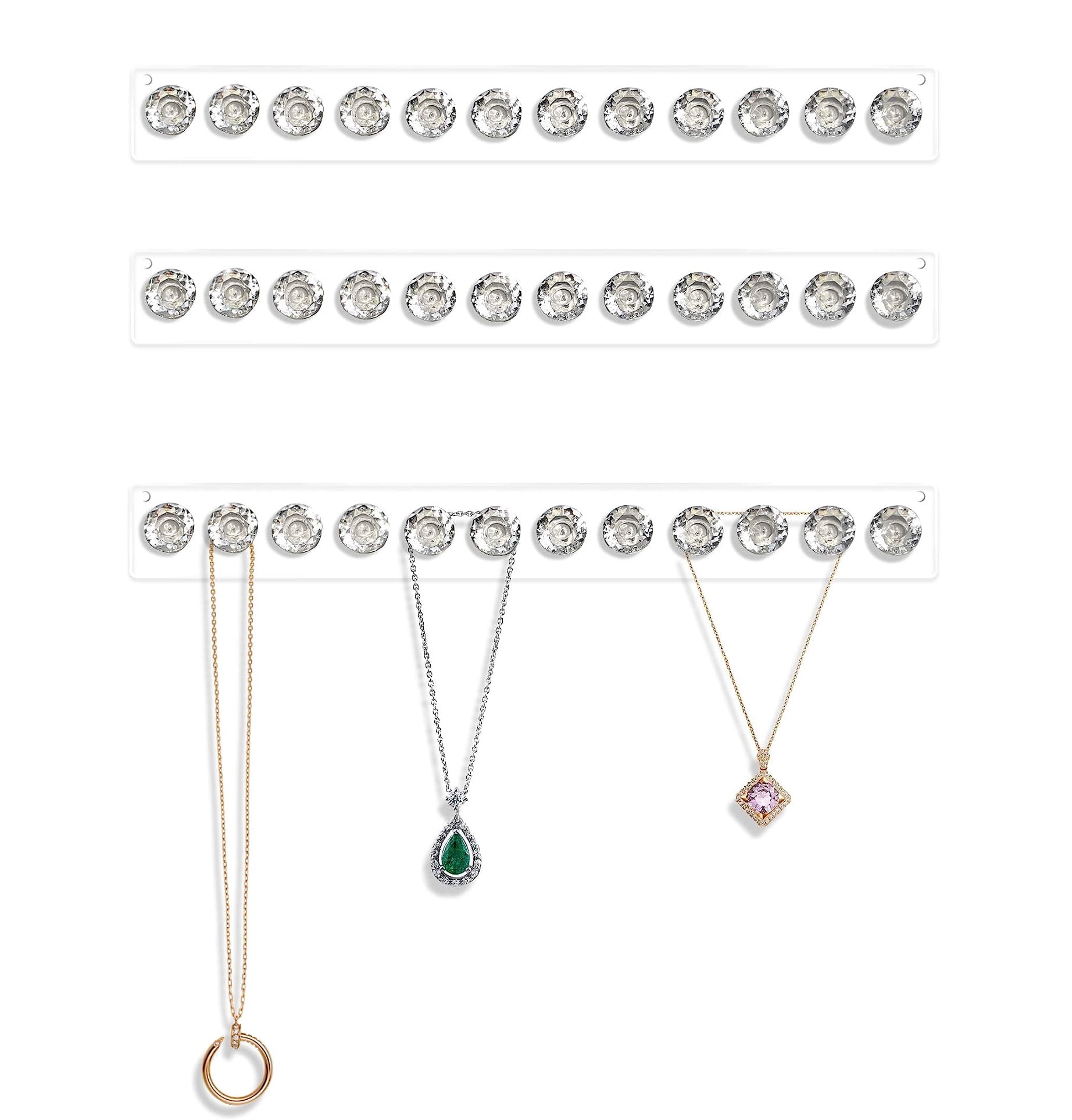 "huart Wall Mount Necklace Holder, Acrylic Jewelry Organizer, 12 ...