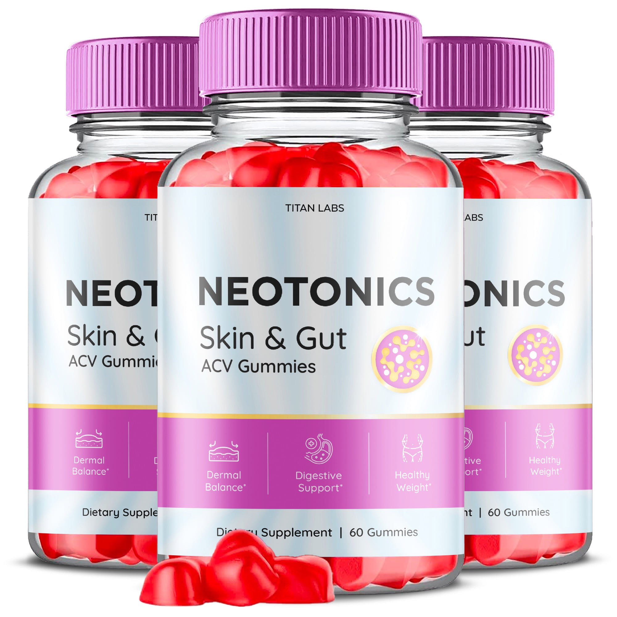 (3 Pack) Neotonics Skin and Gut ACV Gummies - Apple Cider Vinegar ...