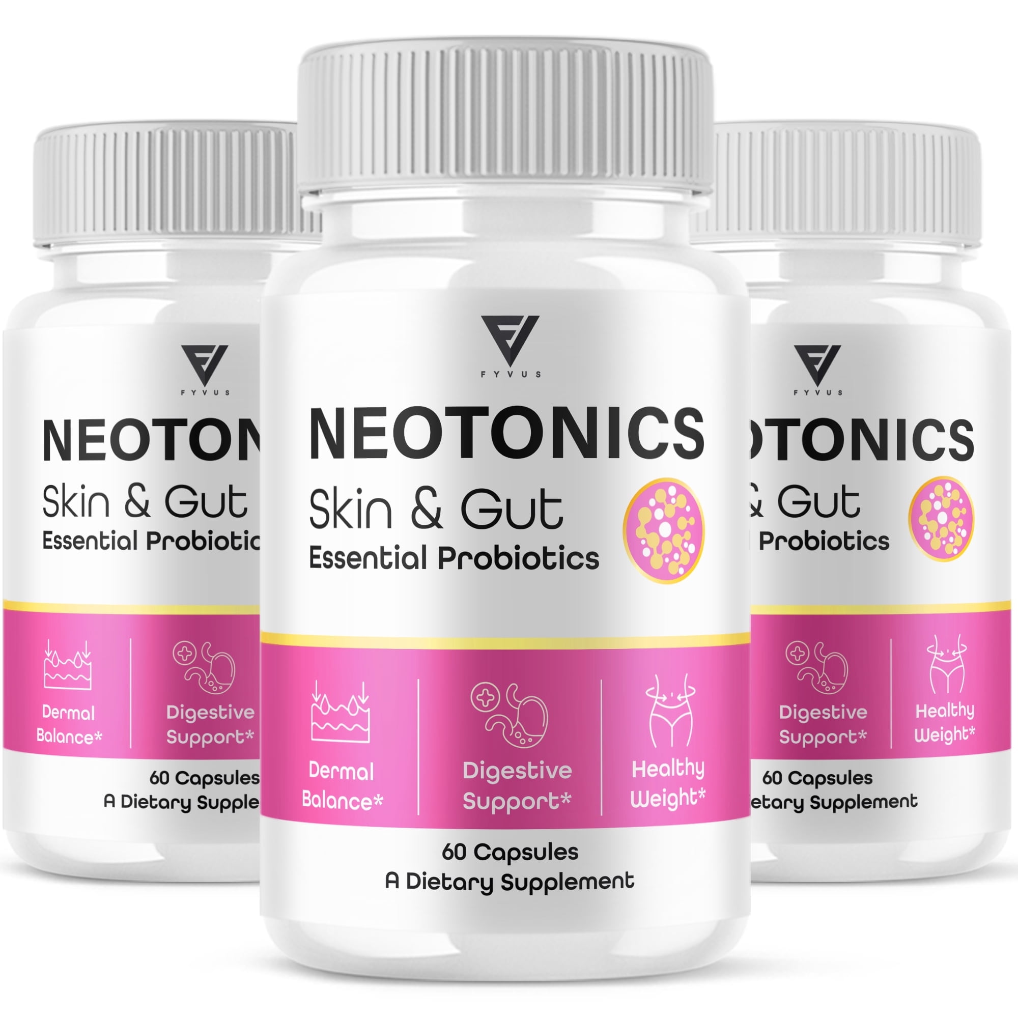 (3 Pack) Neotonics Skin and Gut Probiotics Neo Tonics Supplement (180 ...