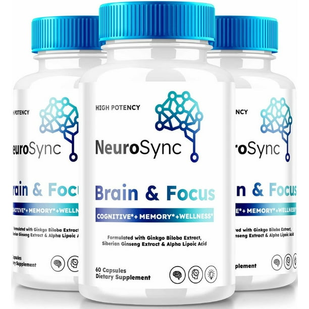 (3 Pack) NeuroSync Brain and Focus Capsules, Neuro Sync Advanced Formula Dietary Supplement ...