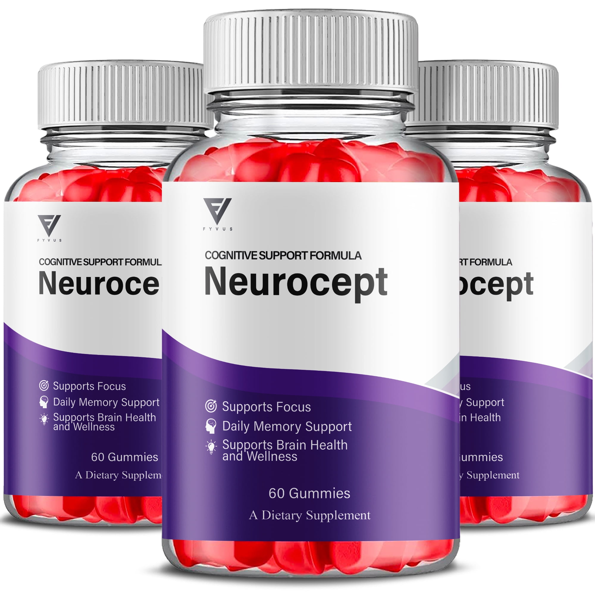 (3 Pack) Neurocept Brain Supplement Neuro Cept Premium Memory Gummies ...